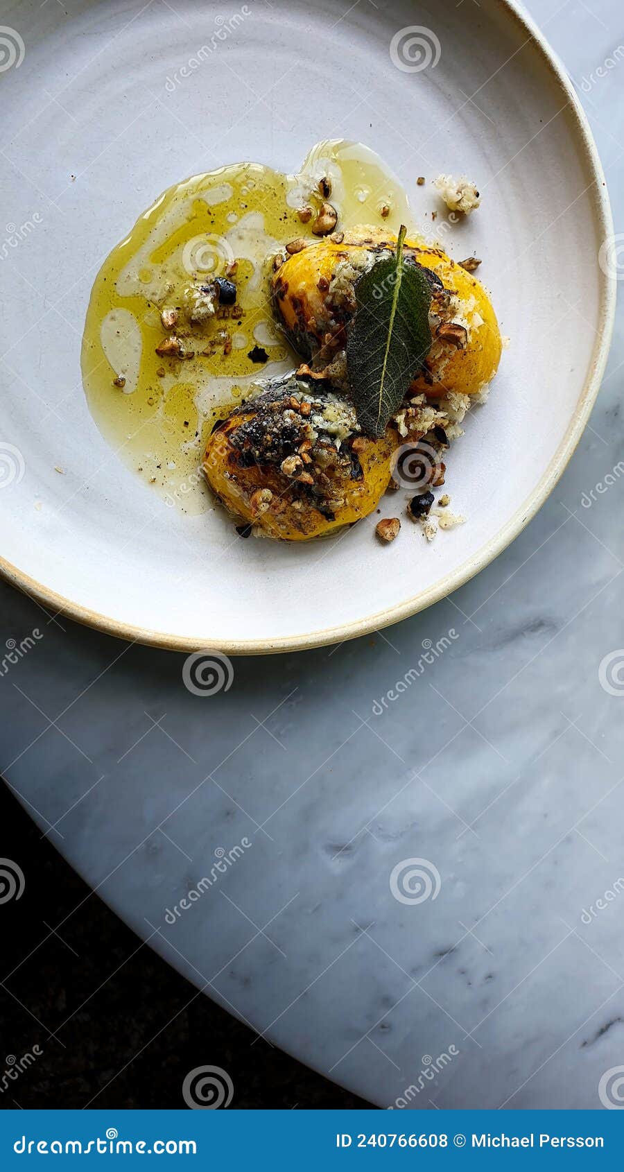 Plated Dessert in Rustic Setting Stock Photo - Image of cuisine, fried ...