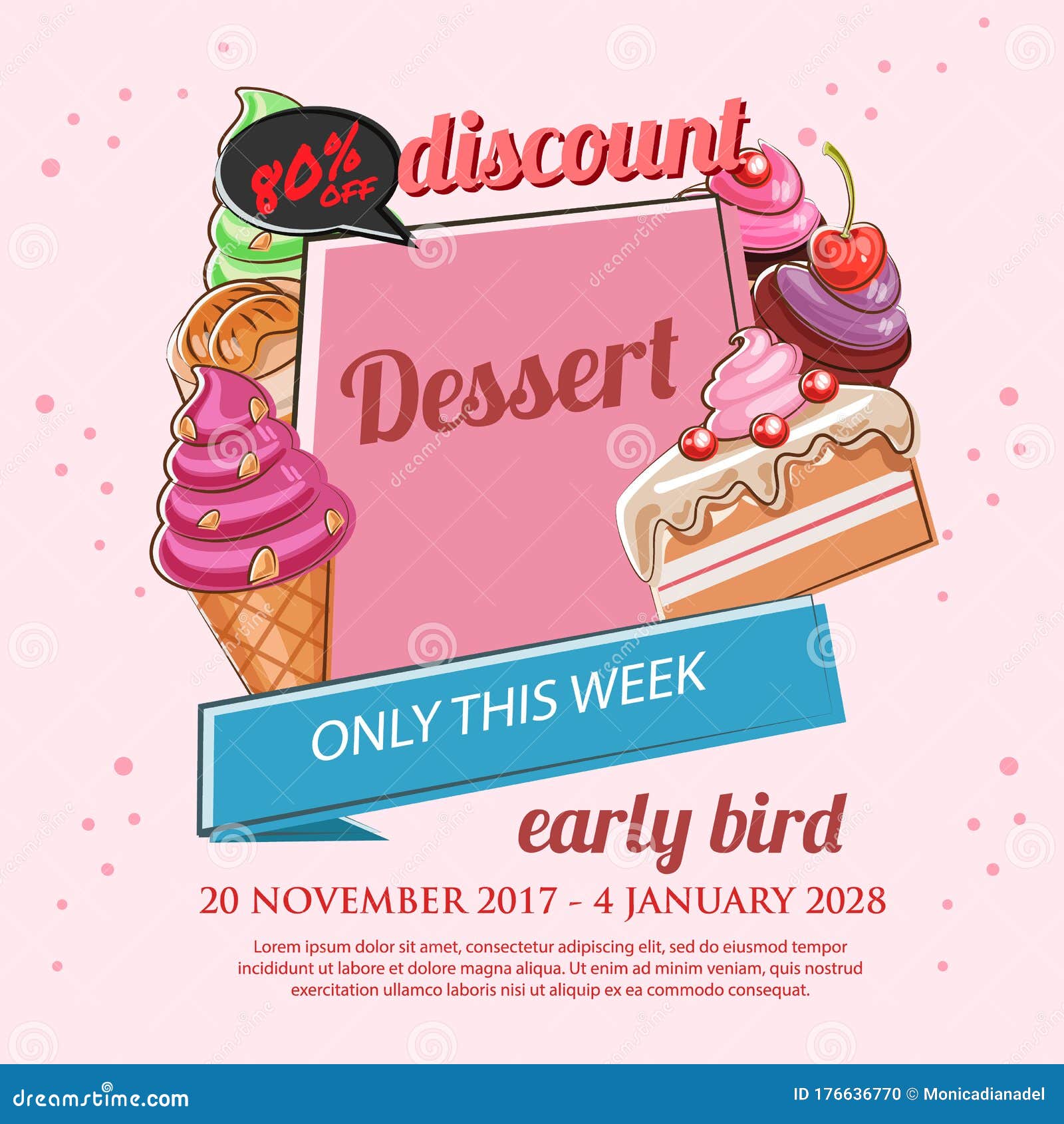 Dessert promo poster stock vector. Illustration of delicious - 176636770