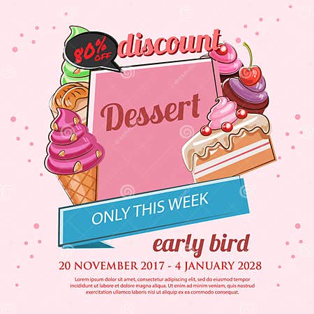 Dessert promo poster stock vector. Illustration of delicious - 176636770