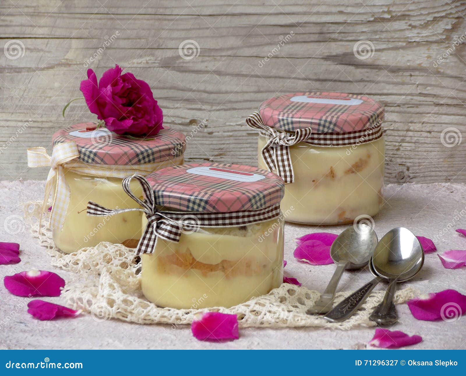 Dessert with rose petals stock image. Image of dessert - 71296327