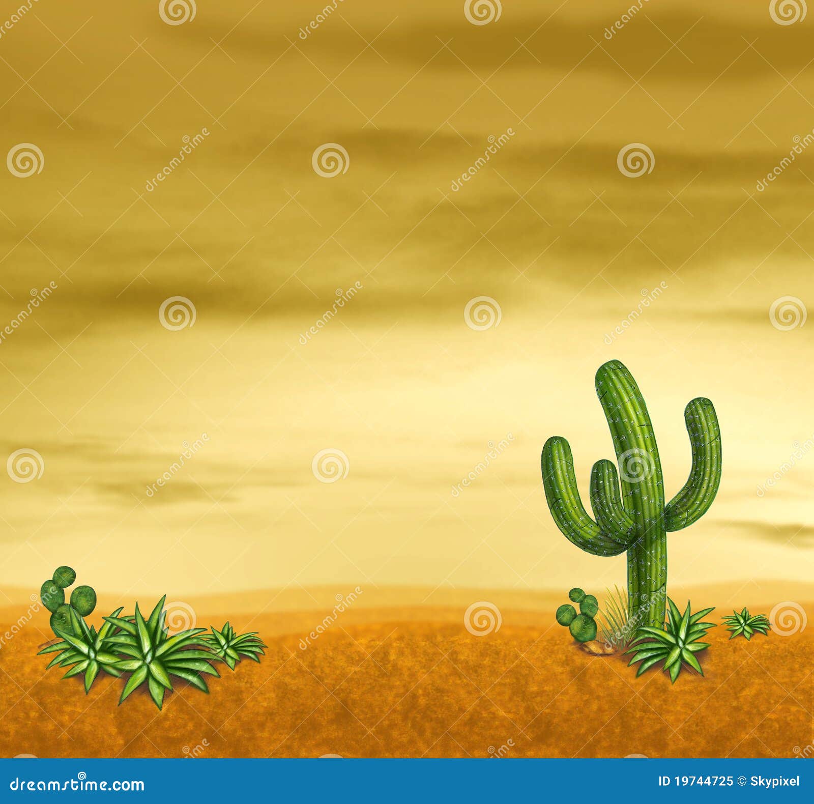 Dessert scene with cactus stock illustration. Illustration of arid ...