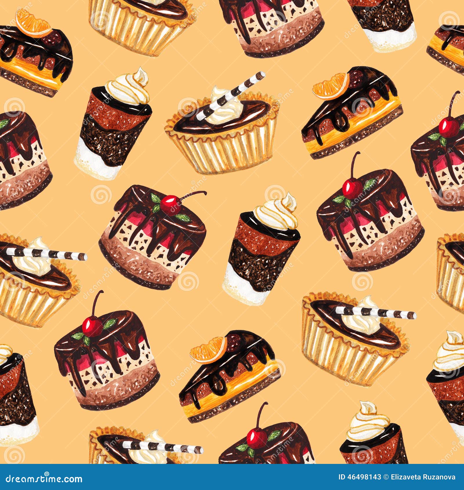 Dessert seamless pattern stock illustration. Illustration of seamless ...