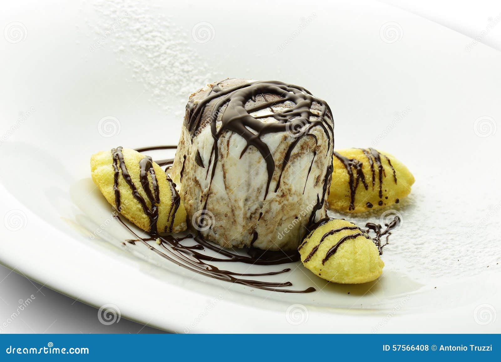 Dessert Semifreddo Parfait with Chocolate and Madeleine Stock Photo ...