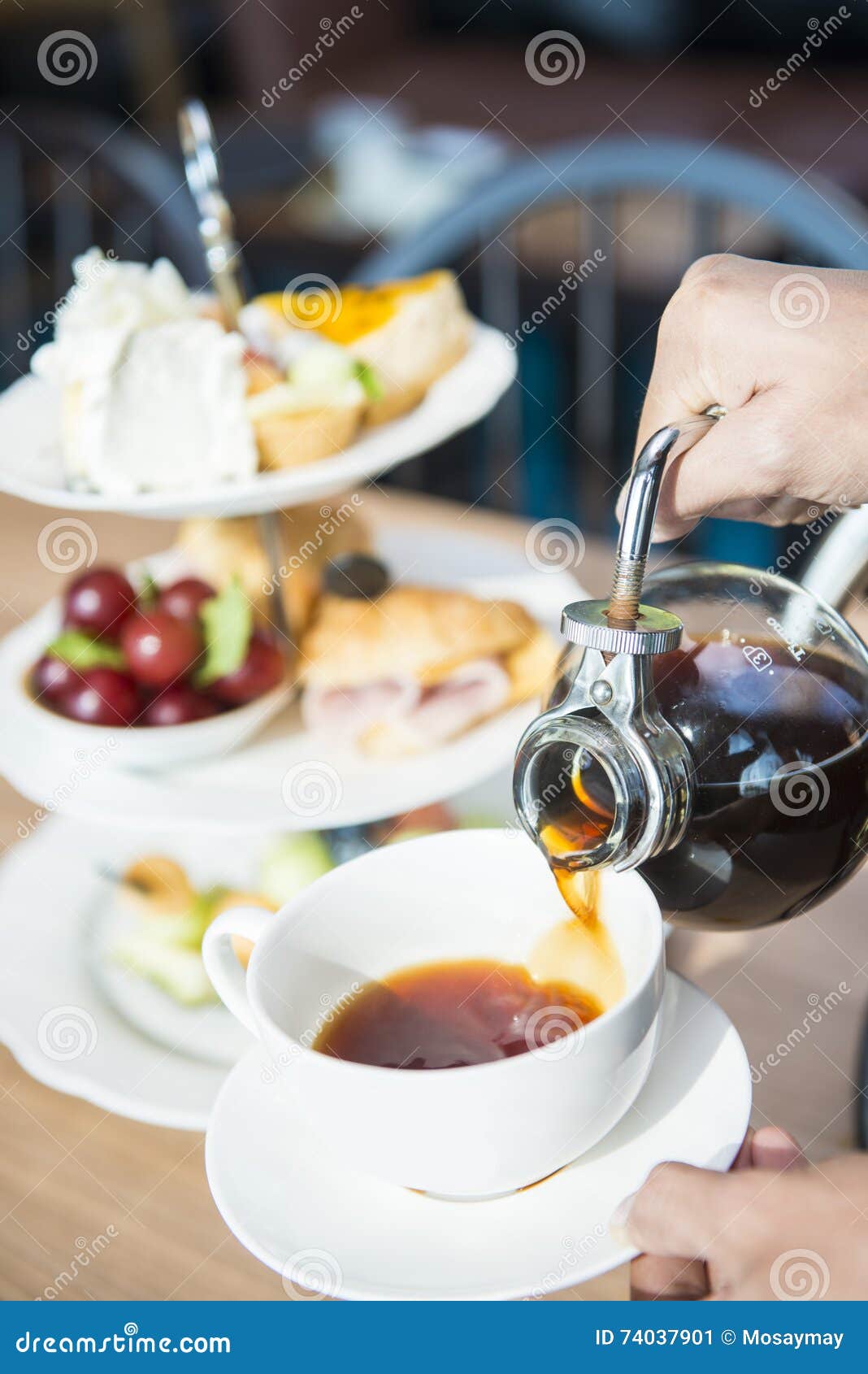 Dessert Set for Afternoon Tea with Coffee Stock Image - Image of sweet ...