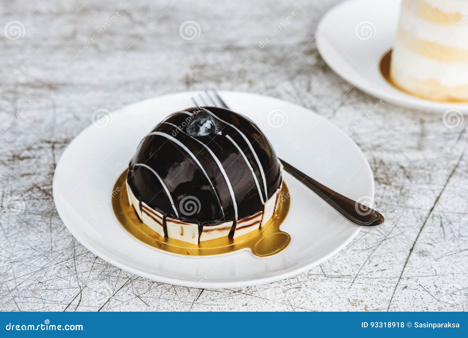 Dessert, Small Dark Chocolate Cake Stock Photo - Image of food, close ...