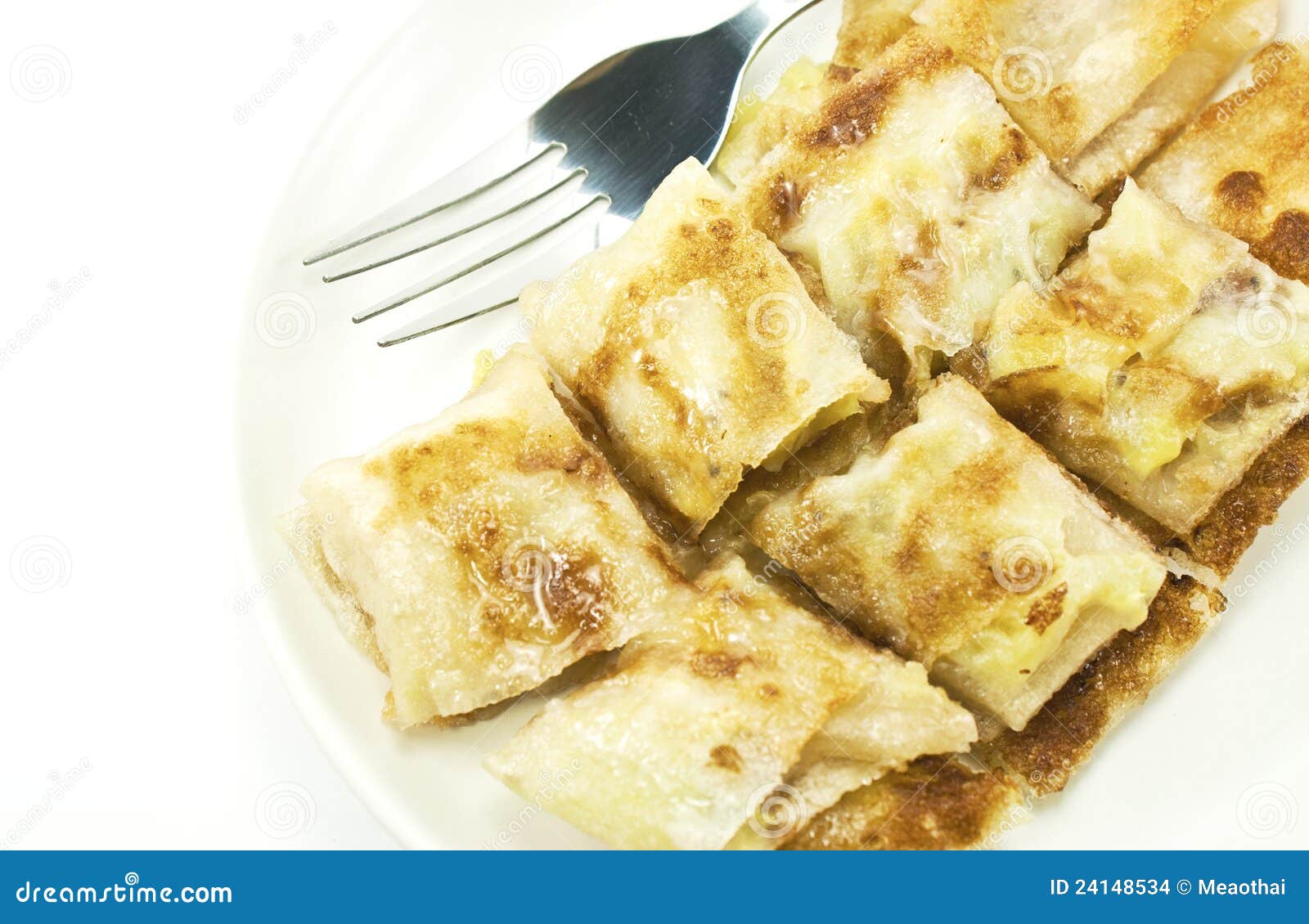 Dessert Style of Fried Roti with Banana Inside Stock Photo - Image of ...