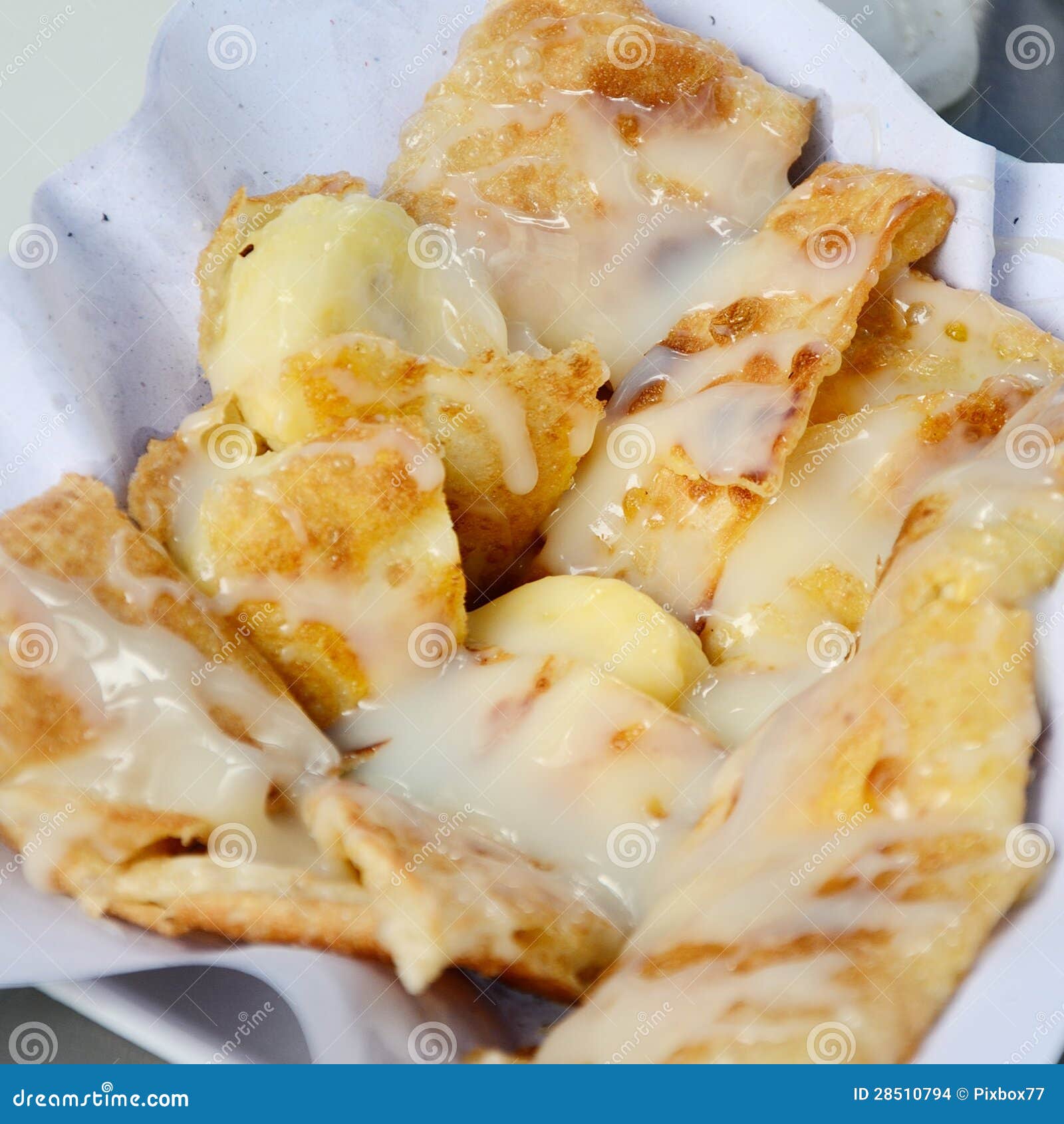Dessert Style of Fried Roti with Banana in Thailand Stock Photo - Image ...