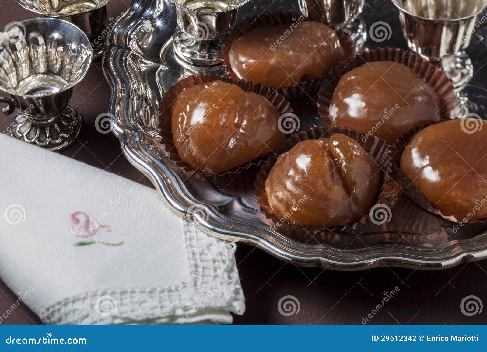 Dessert of sweet chestnuts stock photo. Image of gold - 29612342