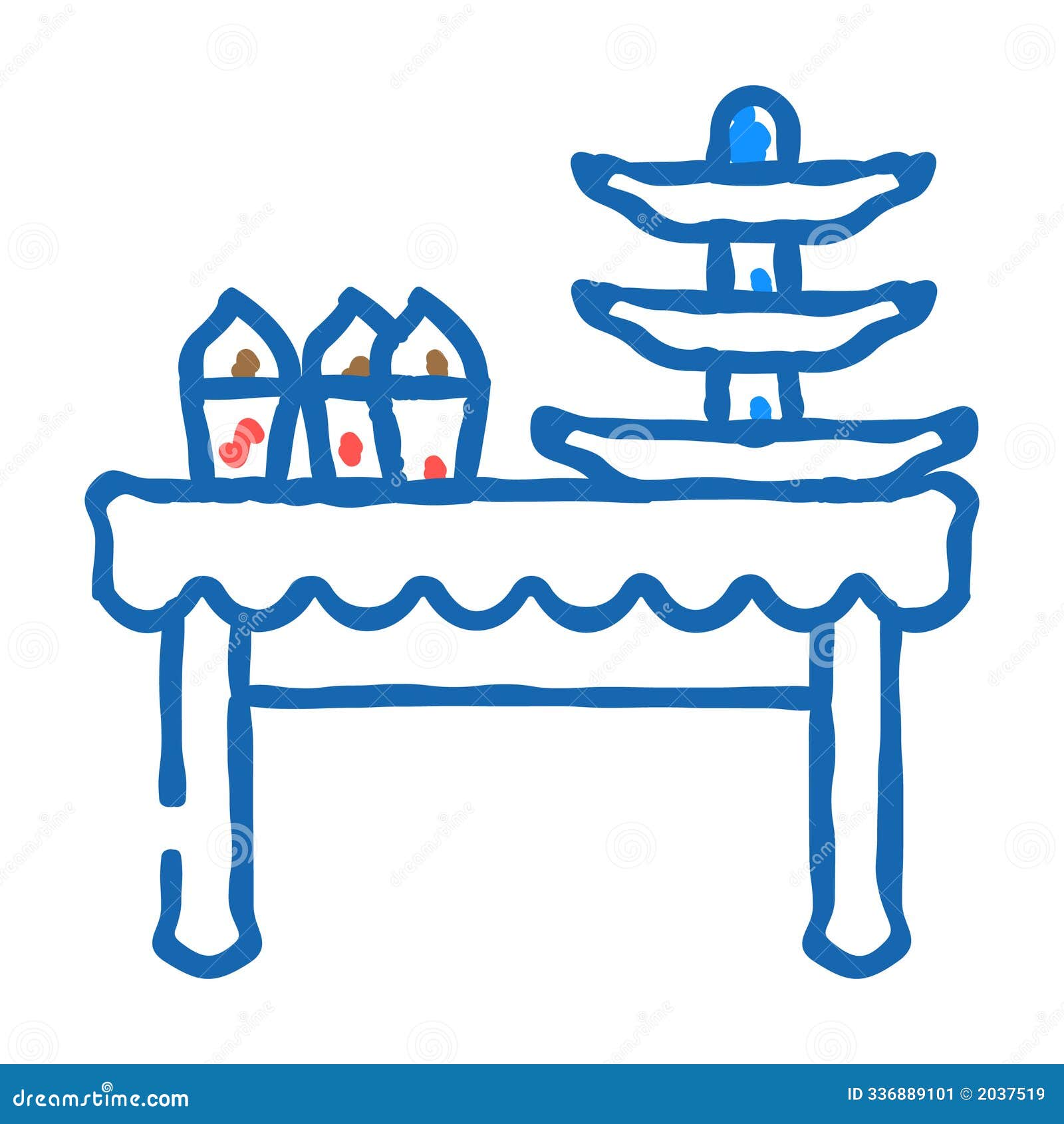 Dessert Table Buffet Icon Doodle Illustration Stock Vector ...