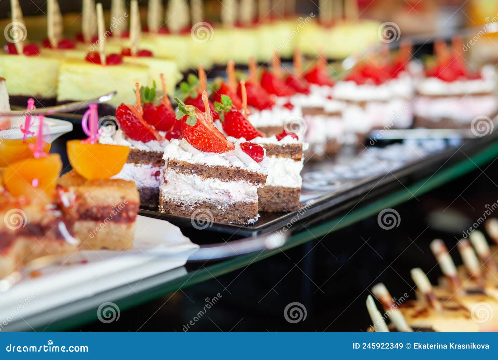 Dessert Table in a Turkish Hotel. Various Cakes and Sweets on Buffet ...