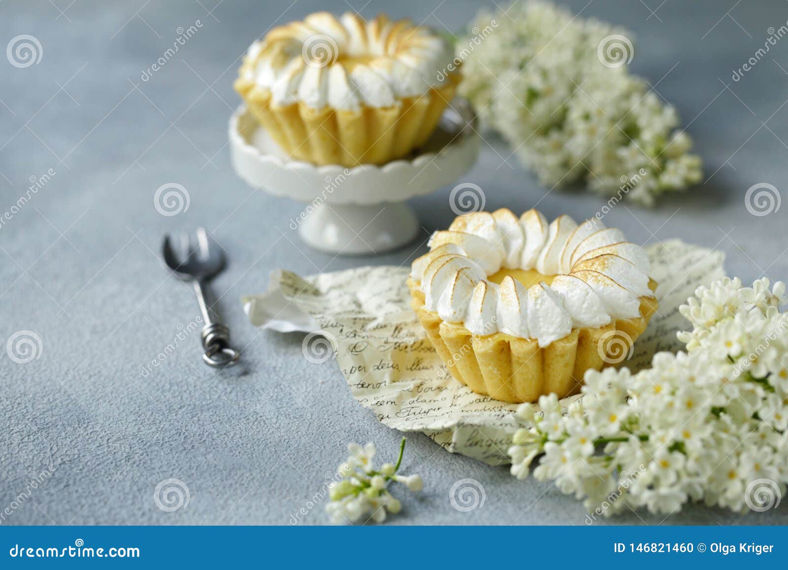 Tartlets with lemon cream stock photo. Image of meringue - 146821460