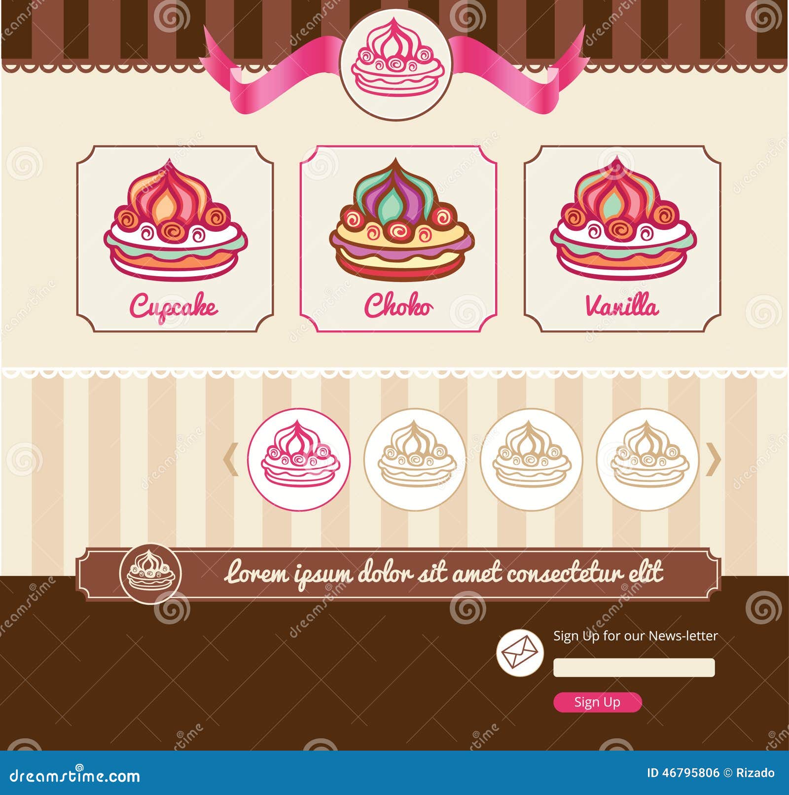 Dessert Theme for Web Template Stock Vector - Illustration of gallery ...