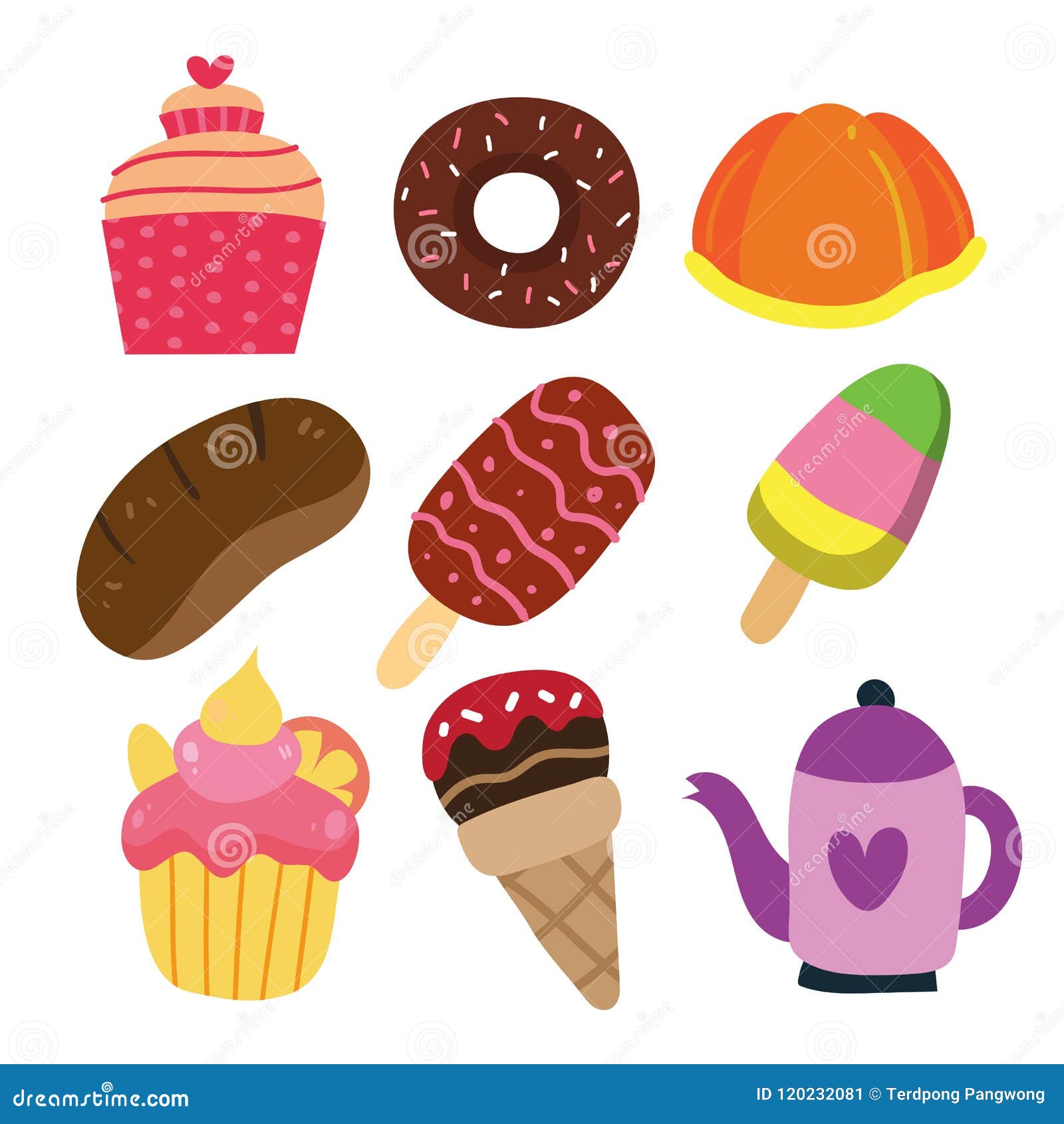 Dessert Vector Collection Design Stock Illustration - Illustration of ...