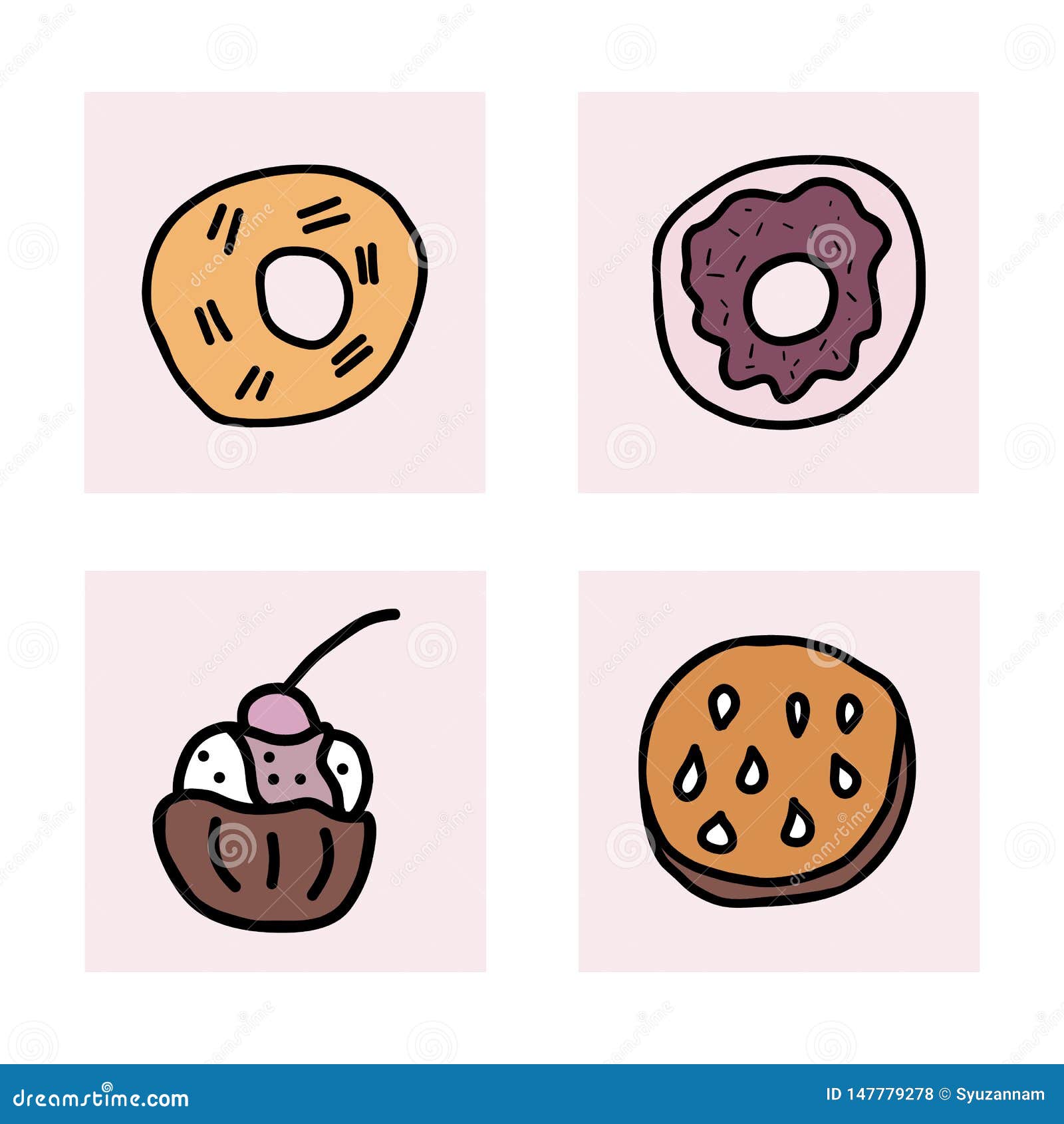 Snacks Doodle Pattern Vector Illustration | CartoonDealer.com #59755842