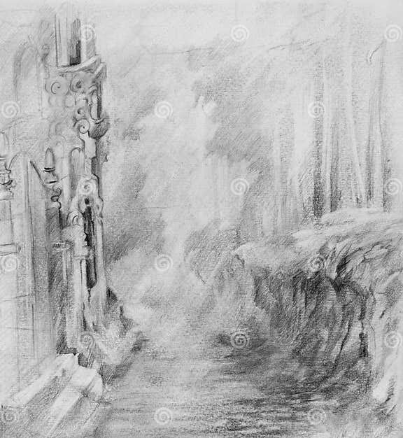 Dessin illustration stock. Illustration du esquisse, route - 33191863