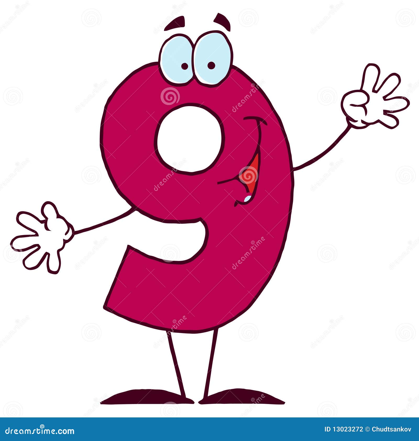 Dessin Animé Drôle Numbers-9 Illustration de Vecteur - Illustration du ...