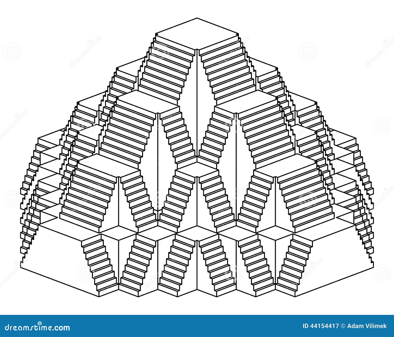 Dessin Au Trait Construction De Conception D'escalier De Pyramide ...