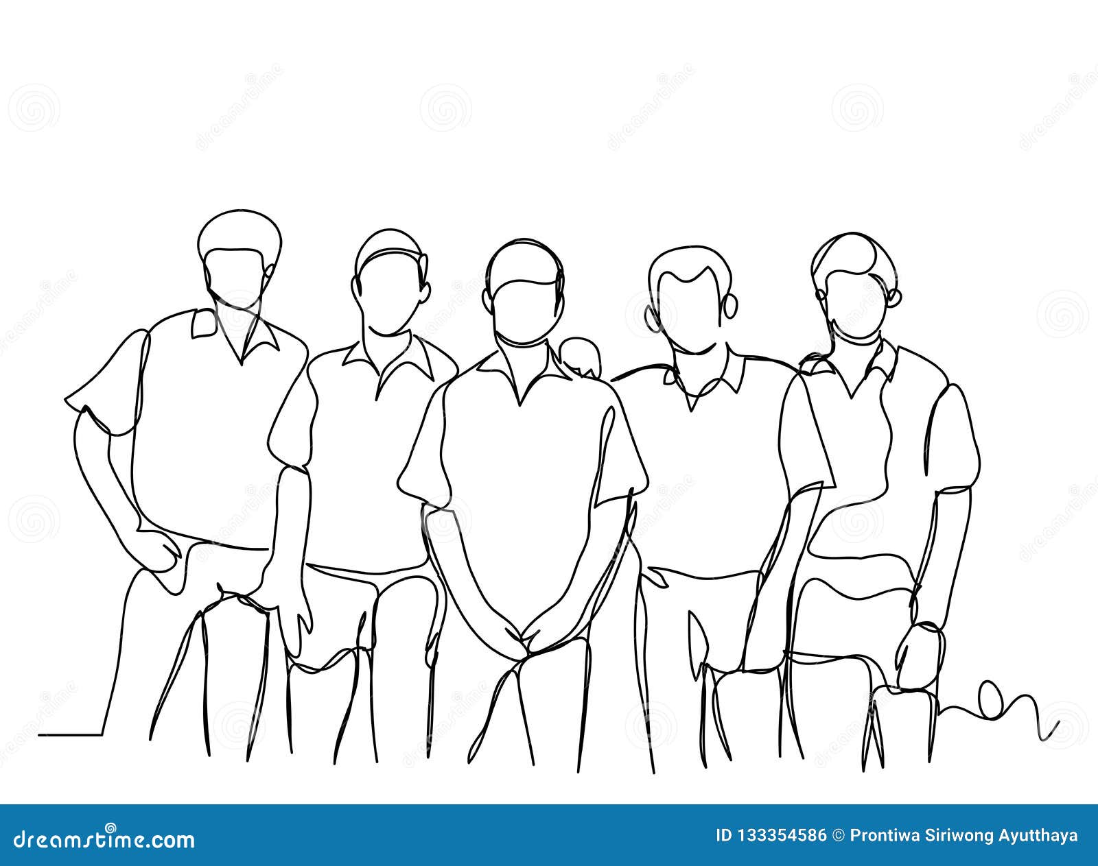 Dessin Au Trait Continu D'un Groupe D'amis Appréciant Une Ligne ... Dessin Au Trait Continu D'un Groupe D'amis Appréciant Une Ligne ...
