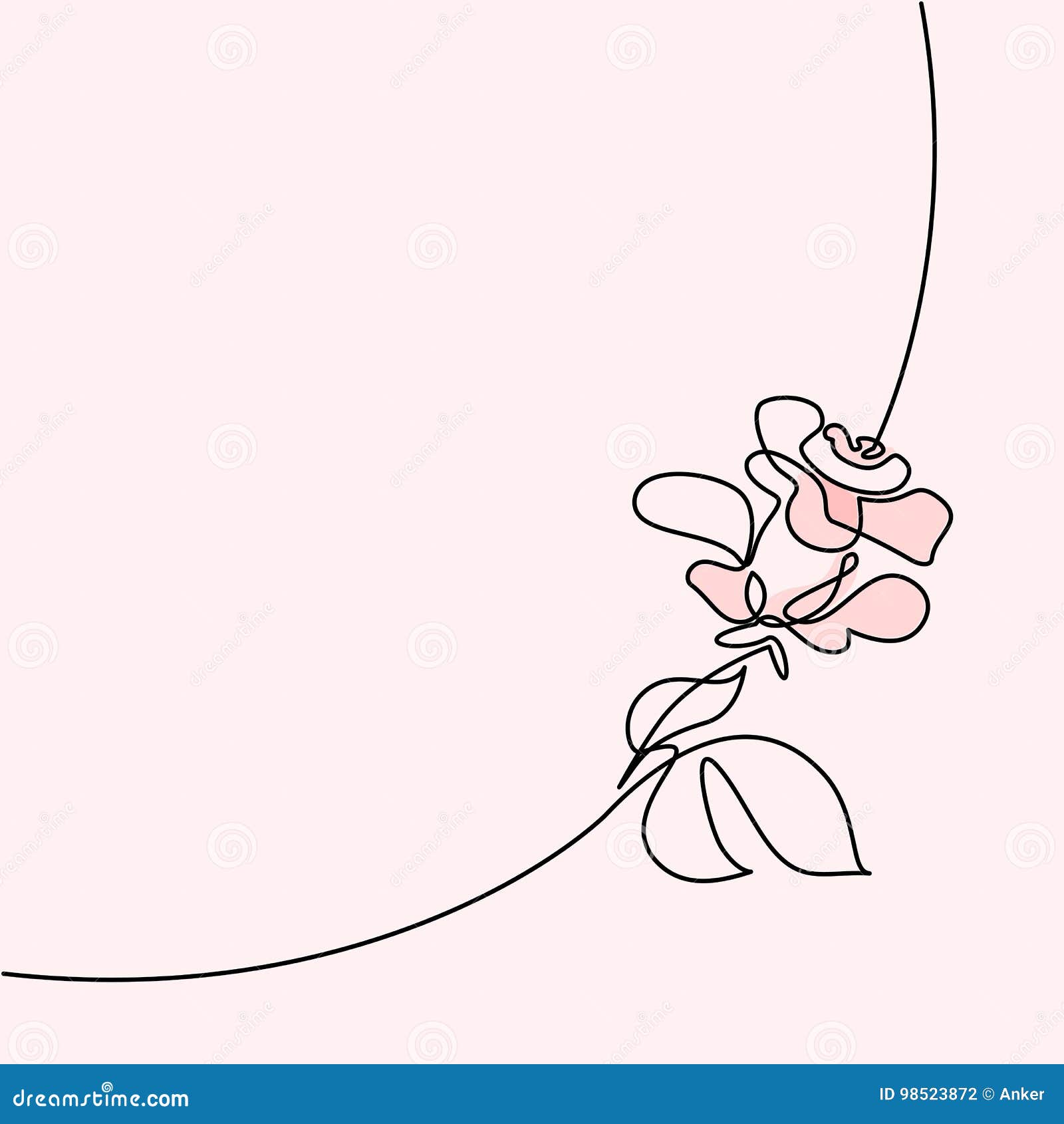 Dessin Au Trait Continu De Beau Logo Rose Illustration de Vecteur ...