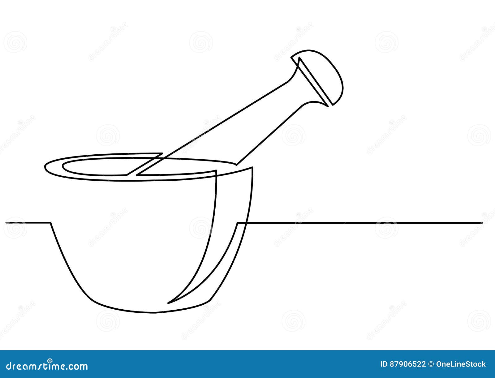 Dessin Au Trait Continu De Mortier Et De Pilon Illustration de Vecteur ...