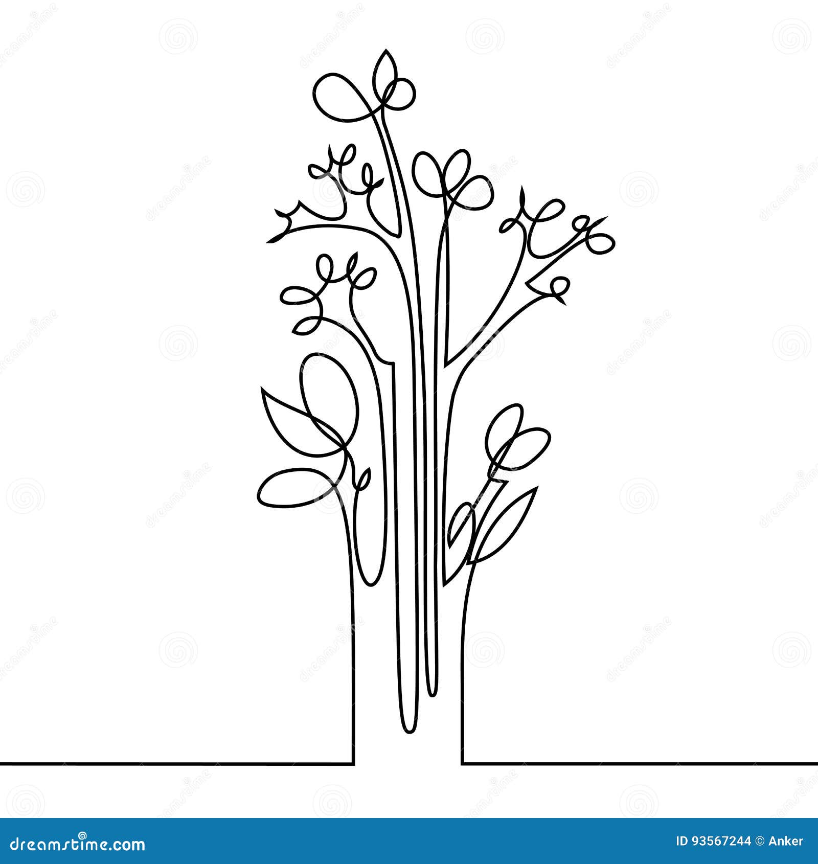 Dessin Au Trait Continu Des Fleurs Illustration de Vecteur ...