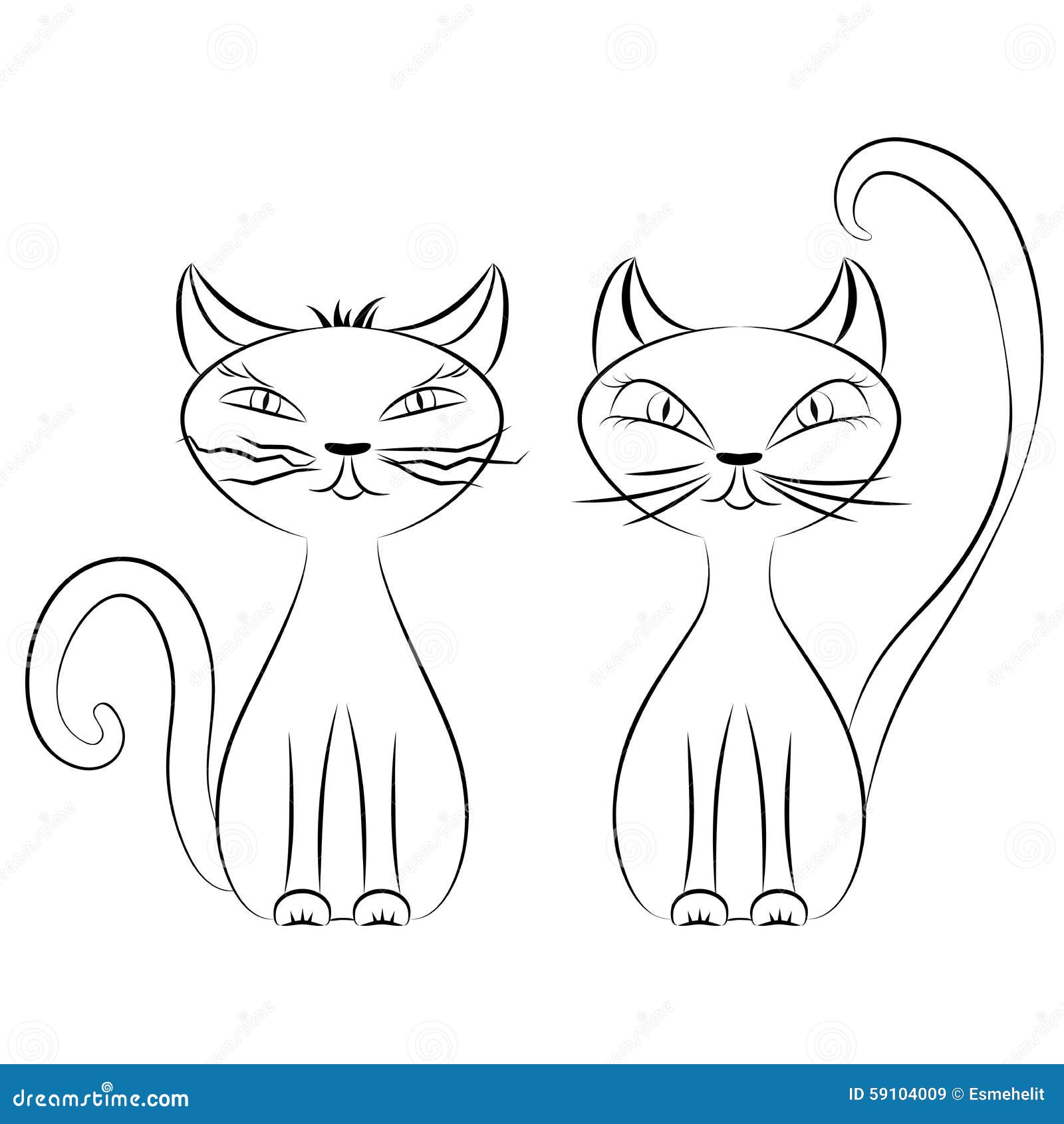 Dessin Au Trait De Deux Chats Illustration de Vecteur - Illustration du ...