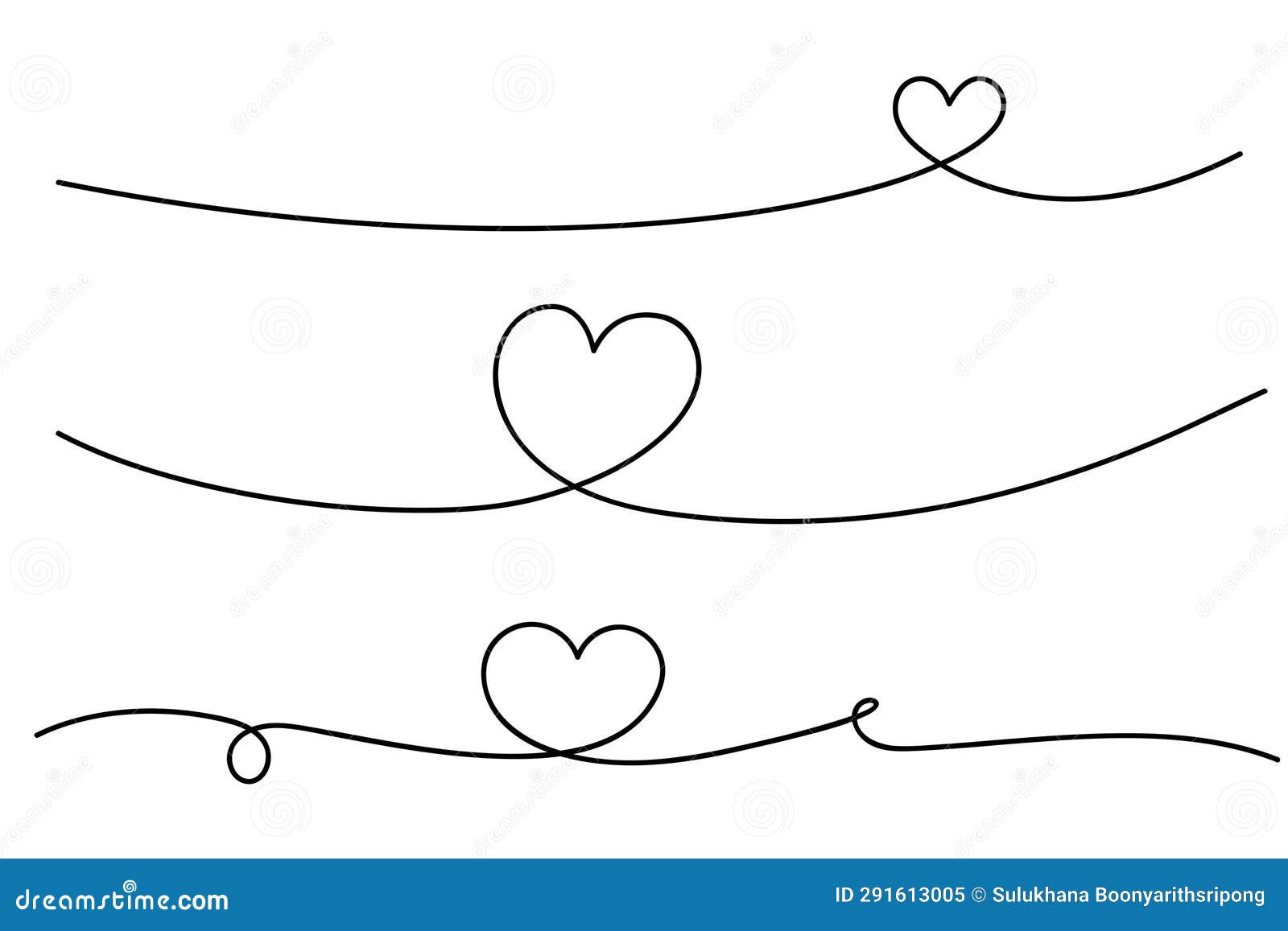 Dessin Continu. Coeur Avec Ligne Noire. Trait Modifiable Illustration ...
