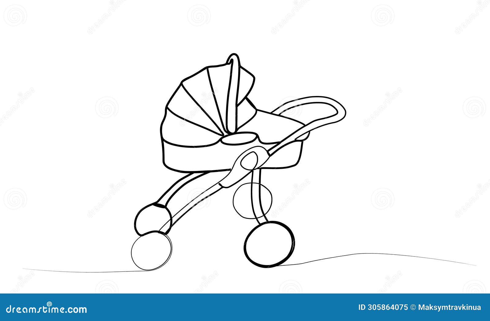 Dessin Continu D'une Poussette Avec Une Ligne. Illustration de Vecteur ...