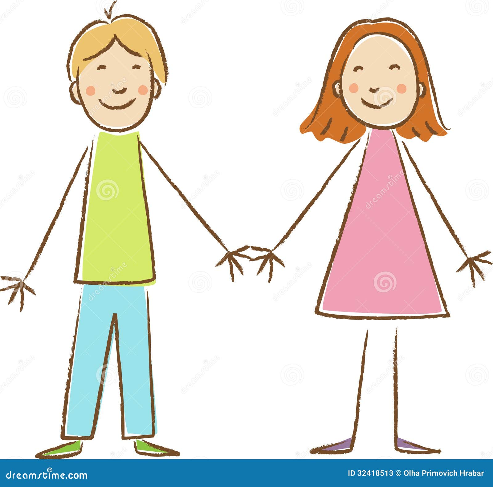 Dessin Denfants Garçon Et Fille Illustration Stock Illustration Du