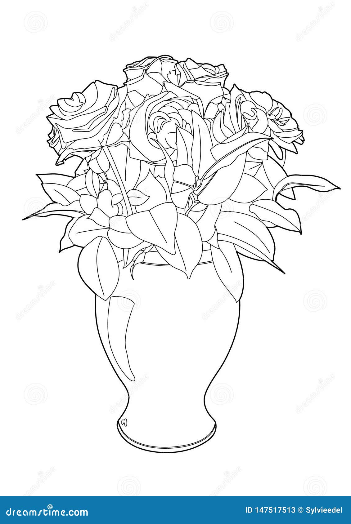 Dessin D'un Grand Bouquet Des Roses Illustration de Vecteur ...