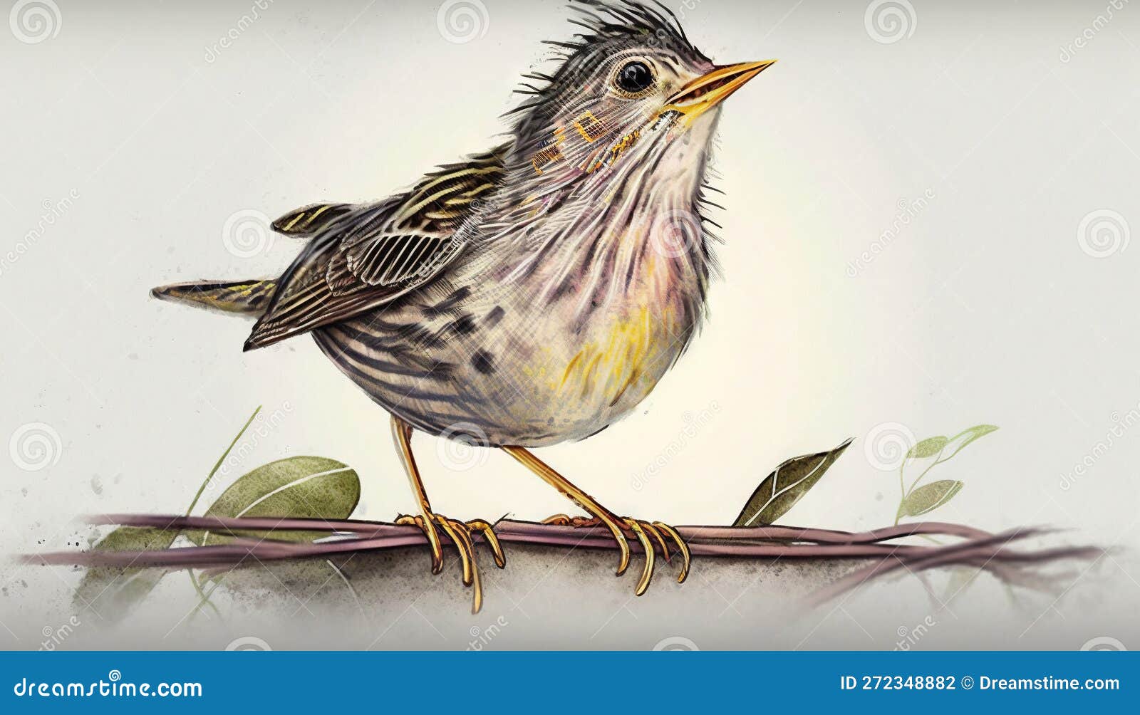 Dessin D'un Oiseau Assis Sur Une Branche Illustration Stock ...