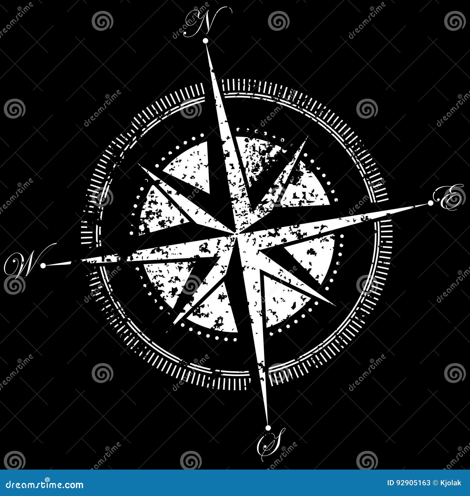 Dessin d'une boussole illustration de vecteur. Illustration du symbole ...