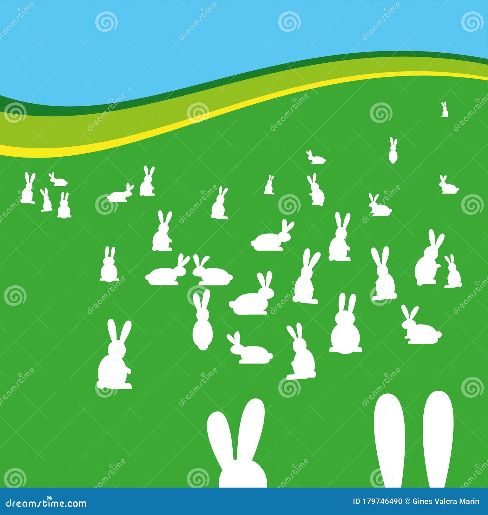 Dessin De Champ Ouvert Avec La Multitude Lapin Illustration Stock ...