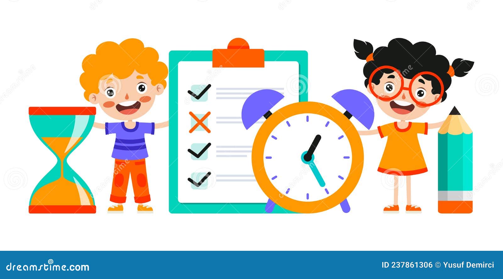 Dessin De Concept De Temps Avec Des Objets Plats Illustration de ...