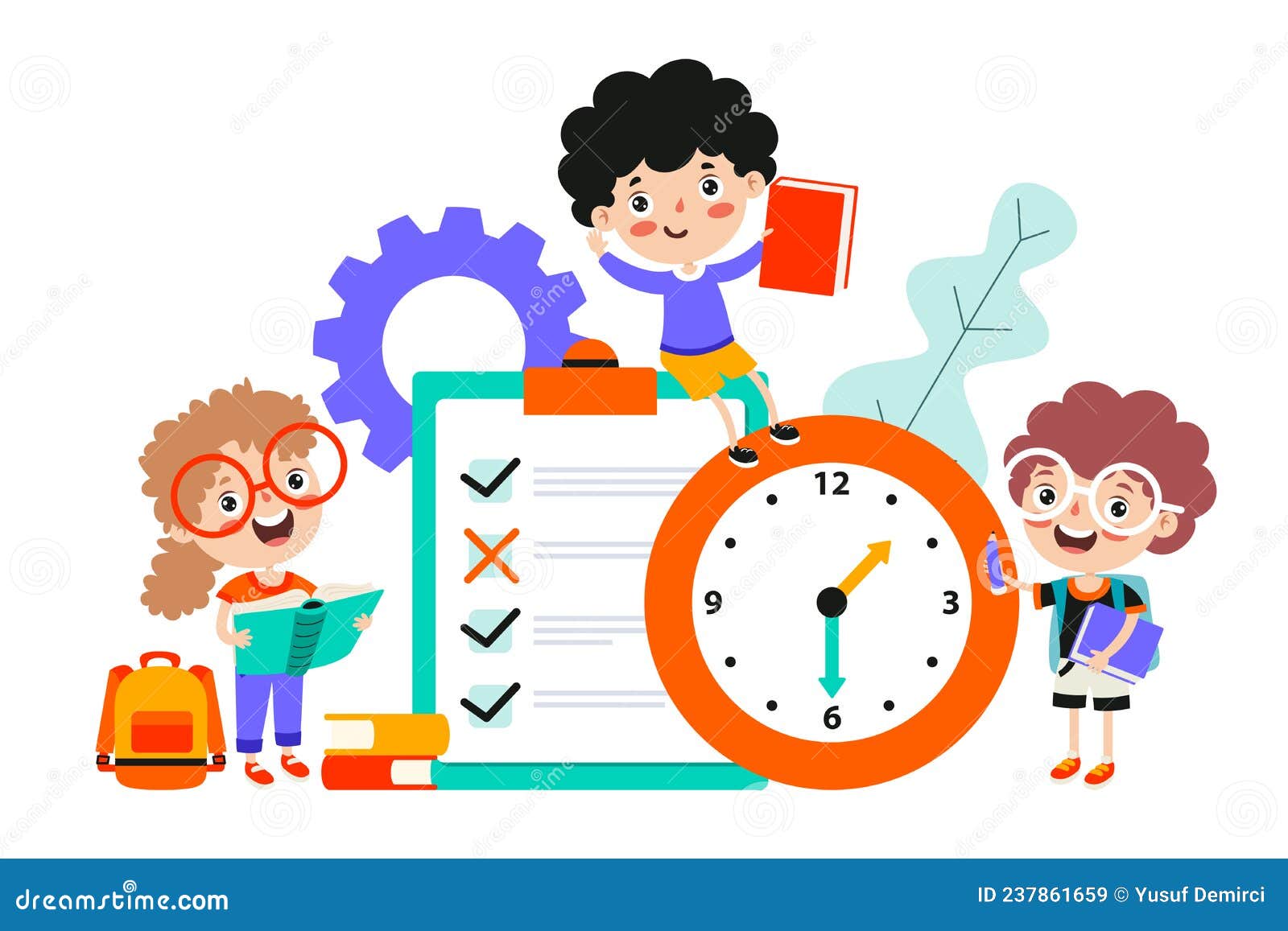 Dessin De Concept De Temps Avec Des Objets Plats Illustration de ...