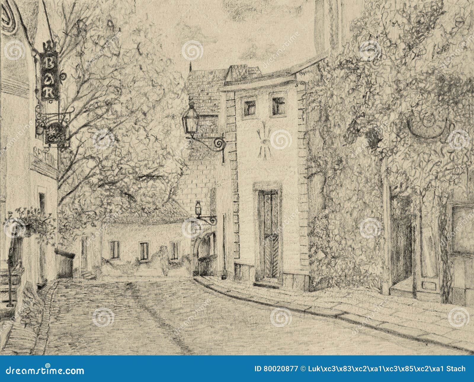 Dessin de la rue illustration stock. Illustration du tourisme - 80020877