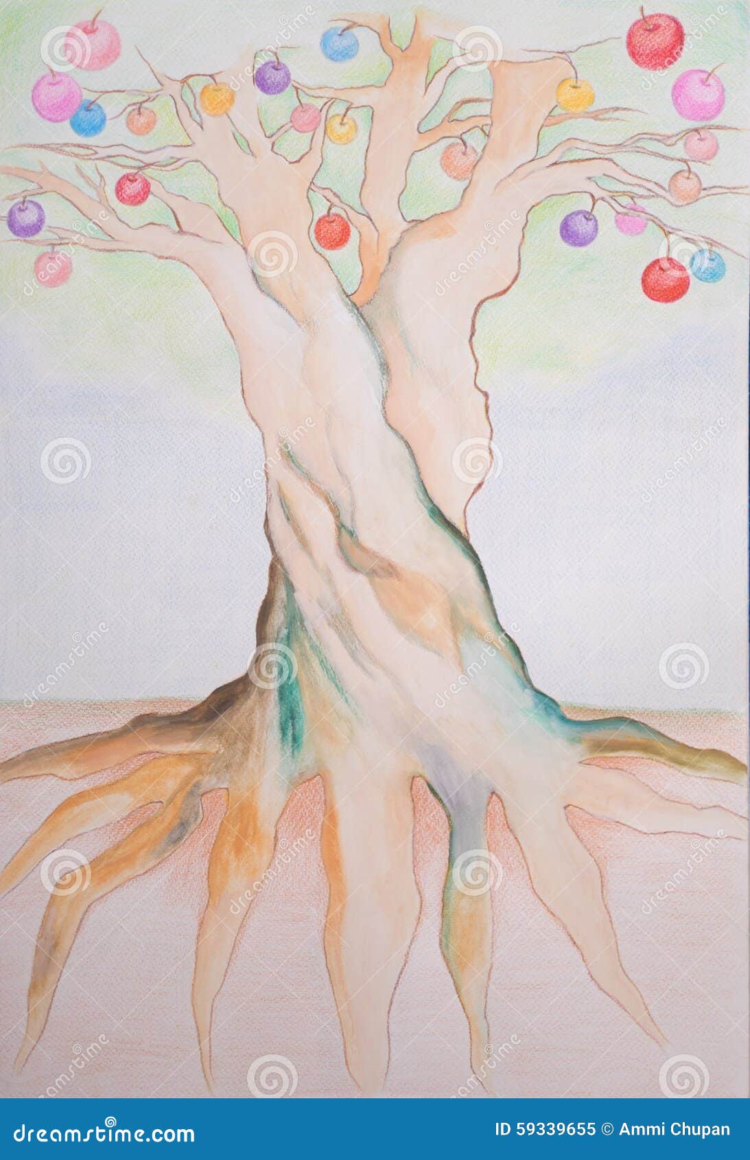 Dessin De Main D'illustration D'arbre Et De Fruit Illustration Stock ...