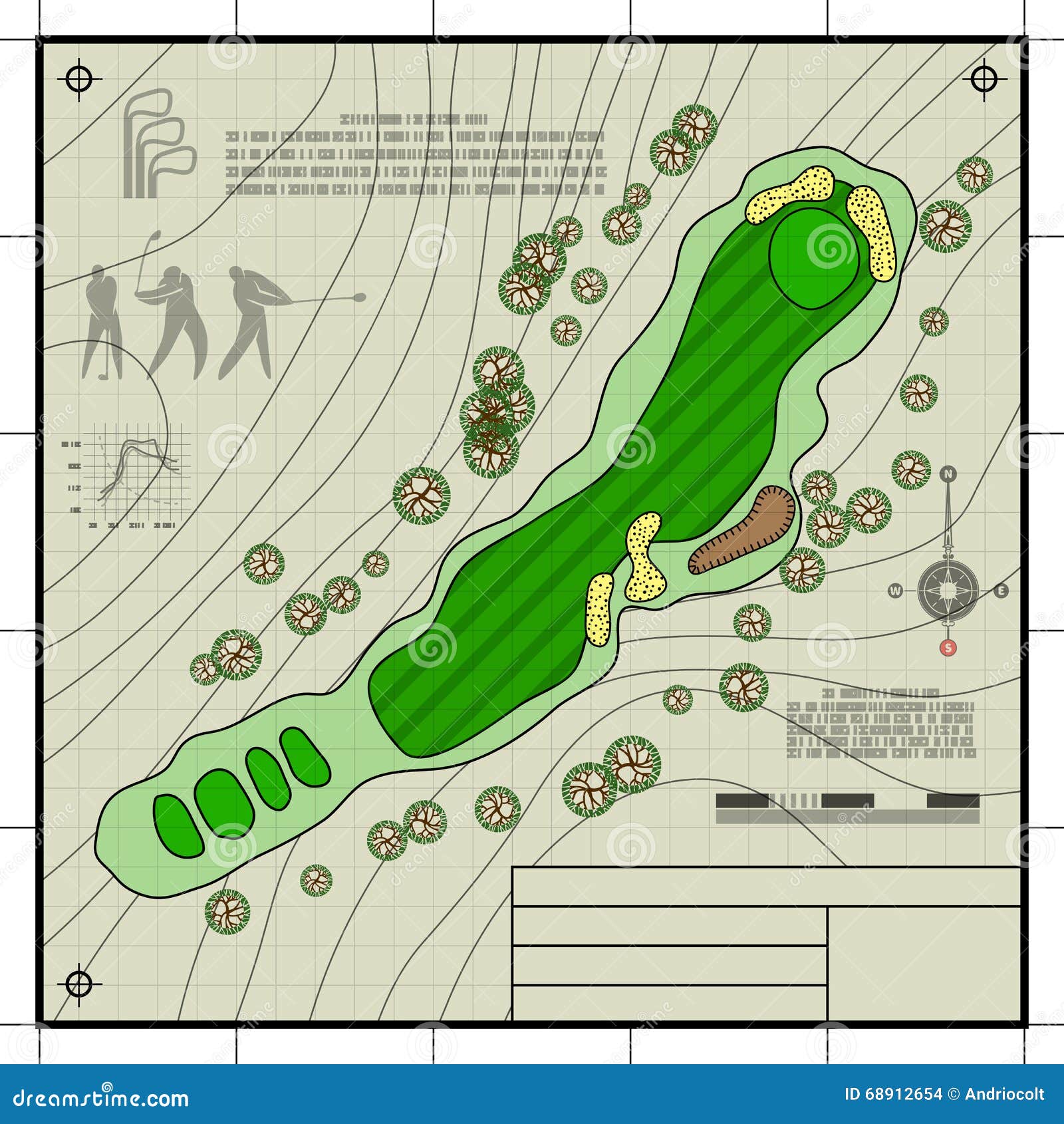 Dessin De Modèle De Disposition De Terrain De Golf Illustration de ...