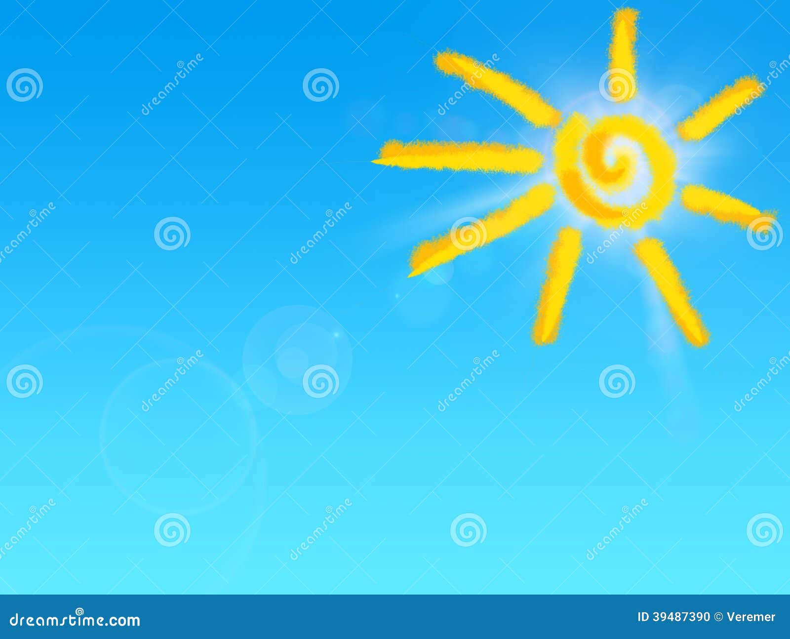 Dessin De Sun Sur Le Ciel Bleu Illustration Stock - Illustration du ...