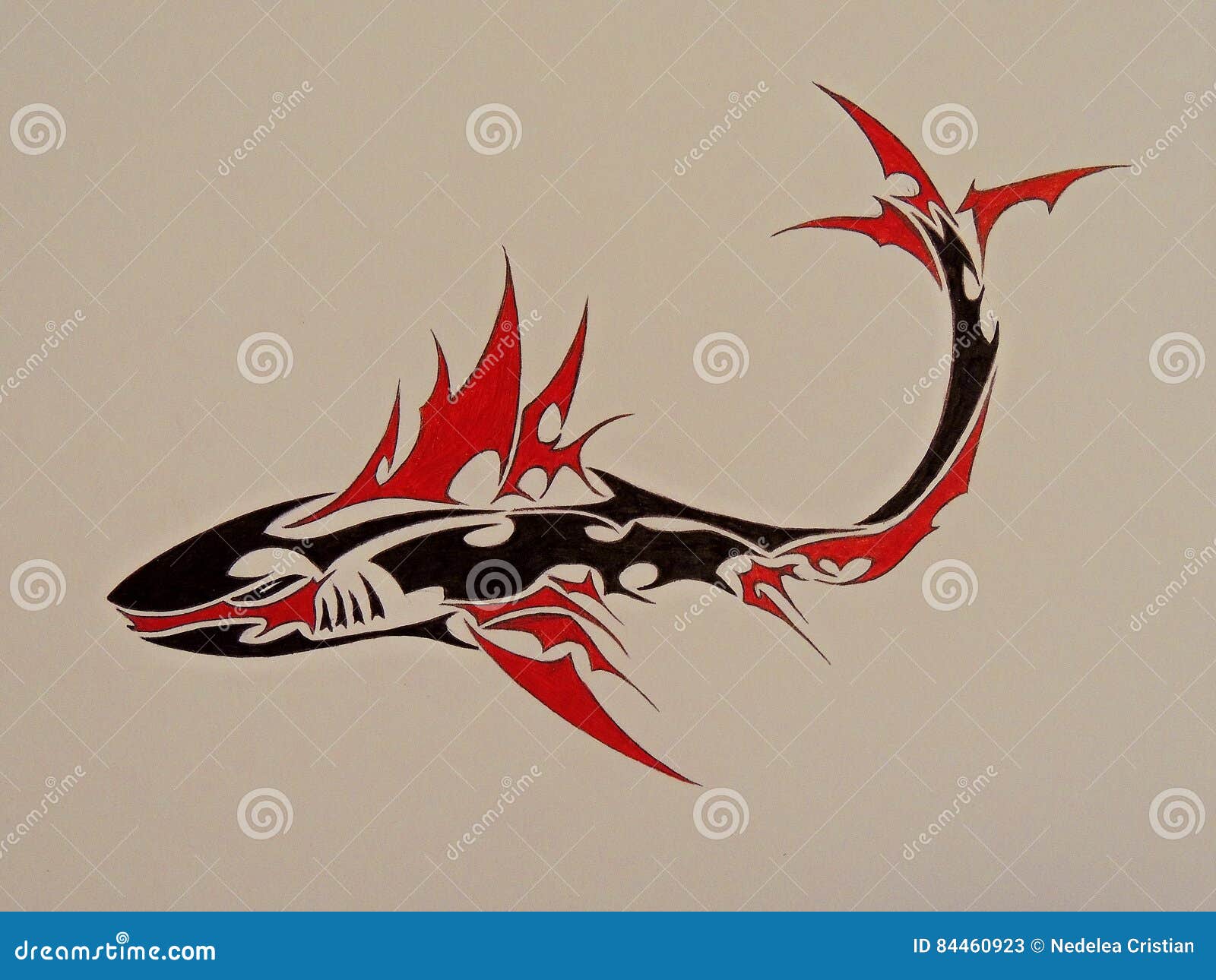 Dessin graphique de requin illustration stock. Illustration du main ...