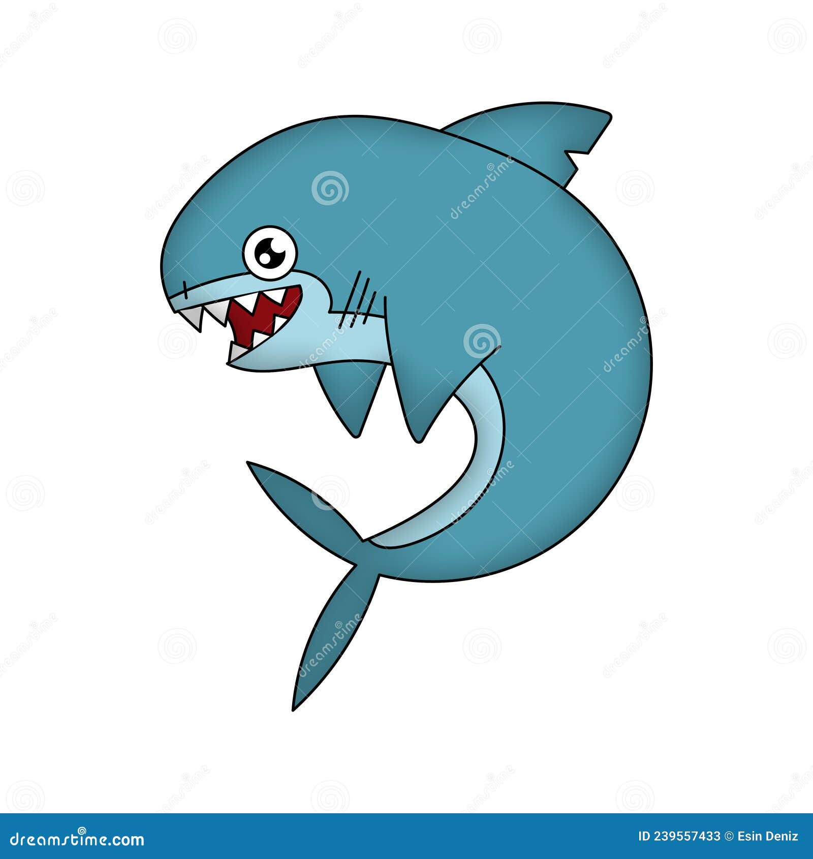Dessin Humoristique De Requin Heureux Illustration Stock - Illustration ...
