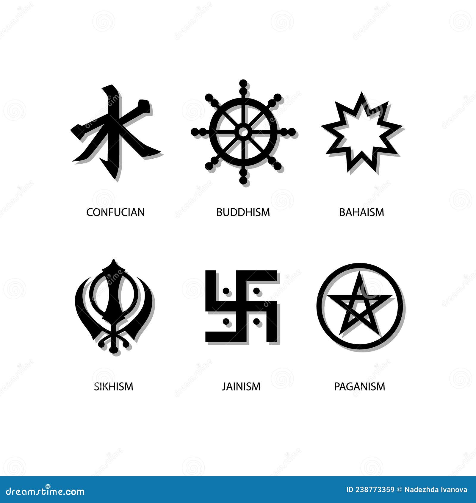 Dessin Plat Symbole Religieux Ensemble D'illustrations. Illustration de ...