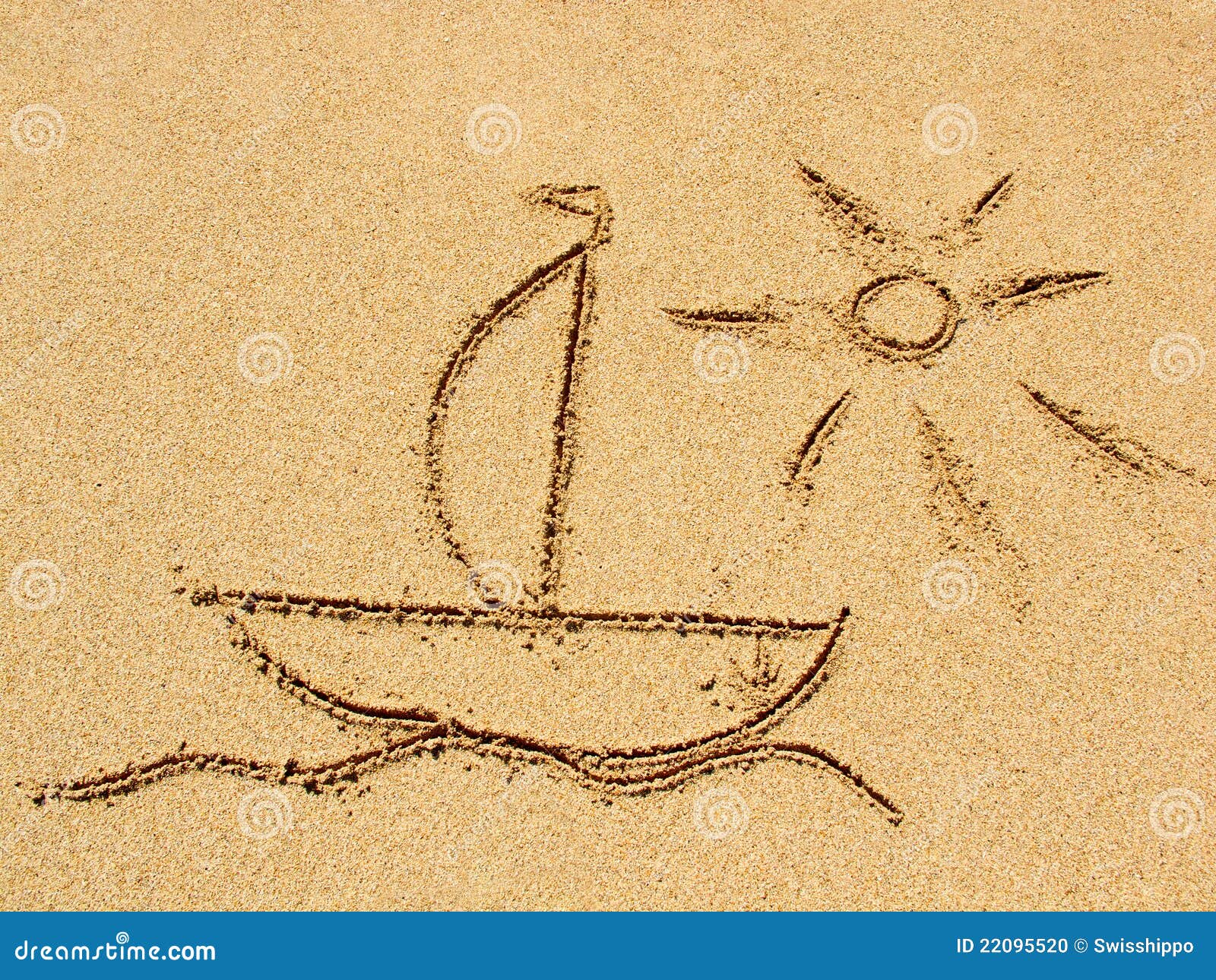 Dessin sur le sable photo stock. Image of copie, grenu - 22095520