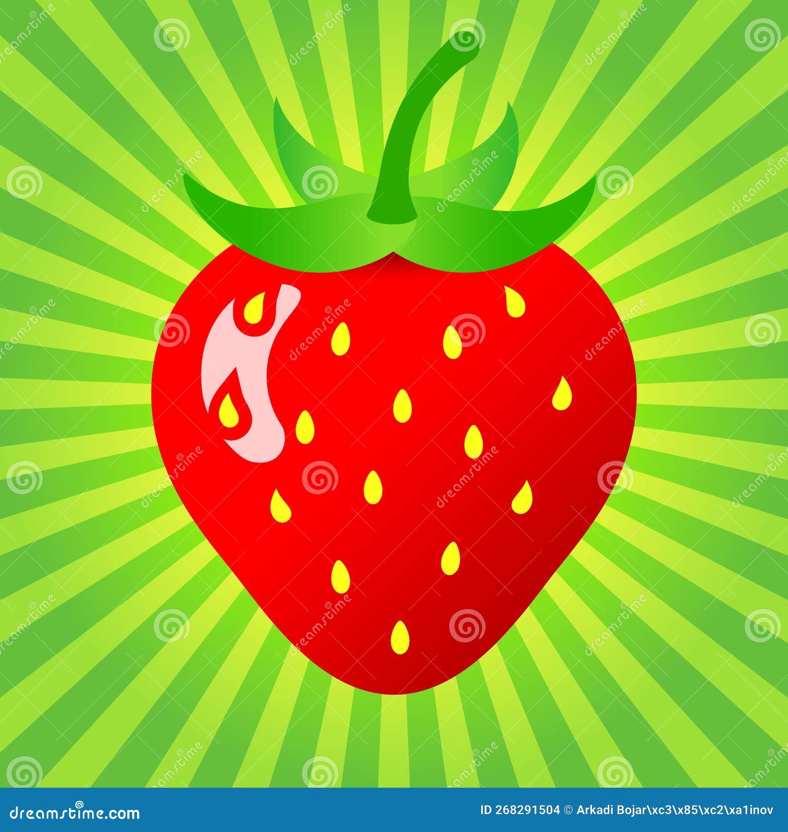 Dessin Vectoriel De Fraise Sur Fond Vert Illustration de Vecteur ...