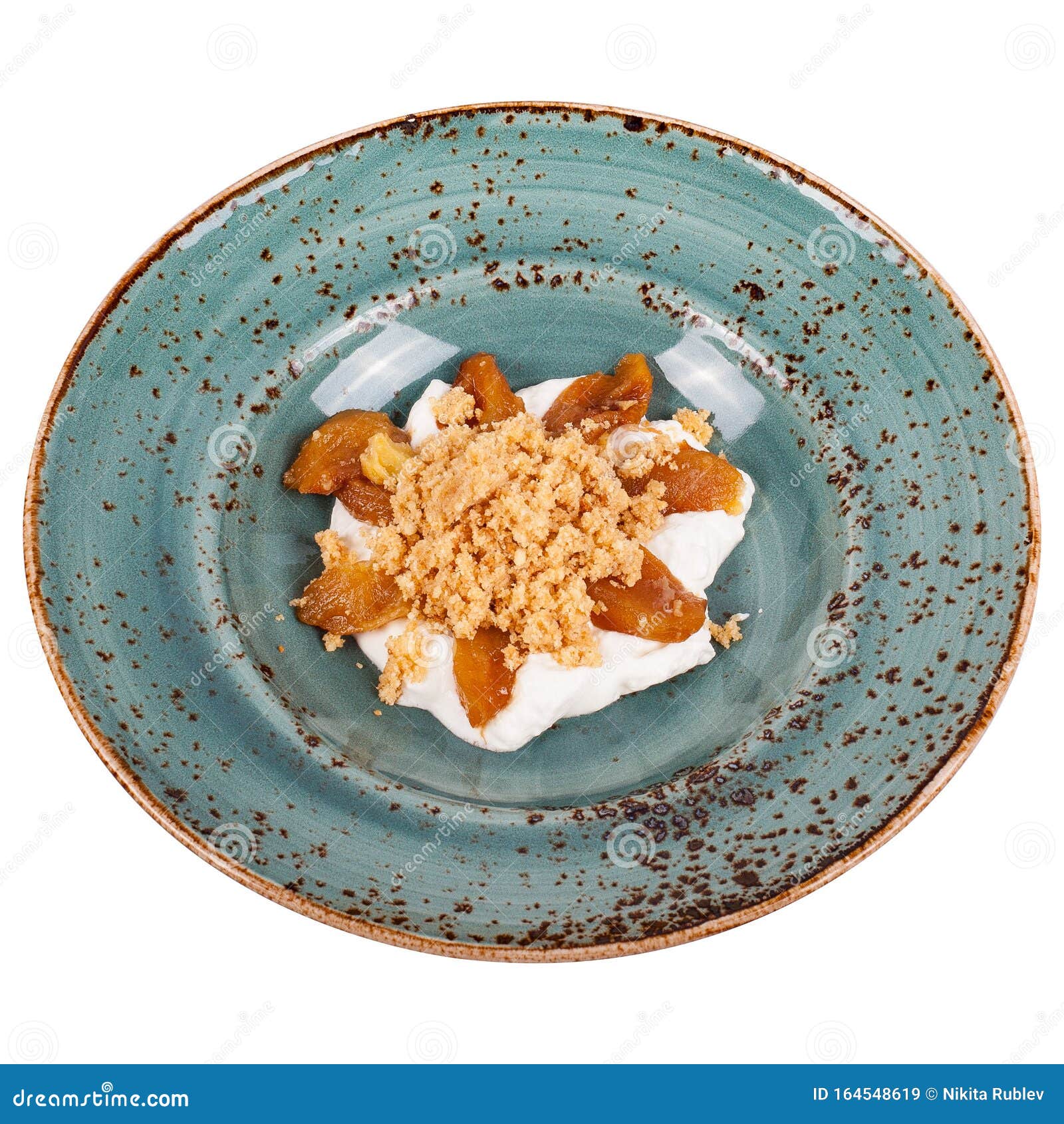 Dessret on Blue Plate Isolated on White Background Stock Image - Image ...