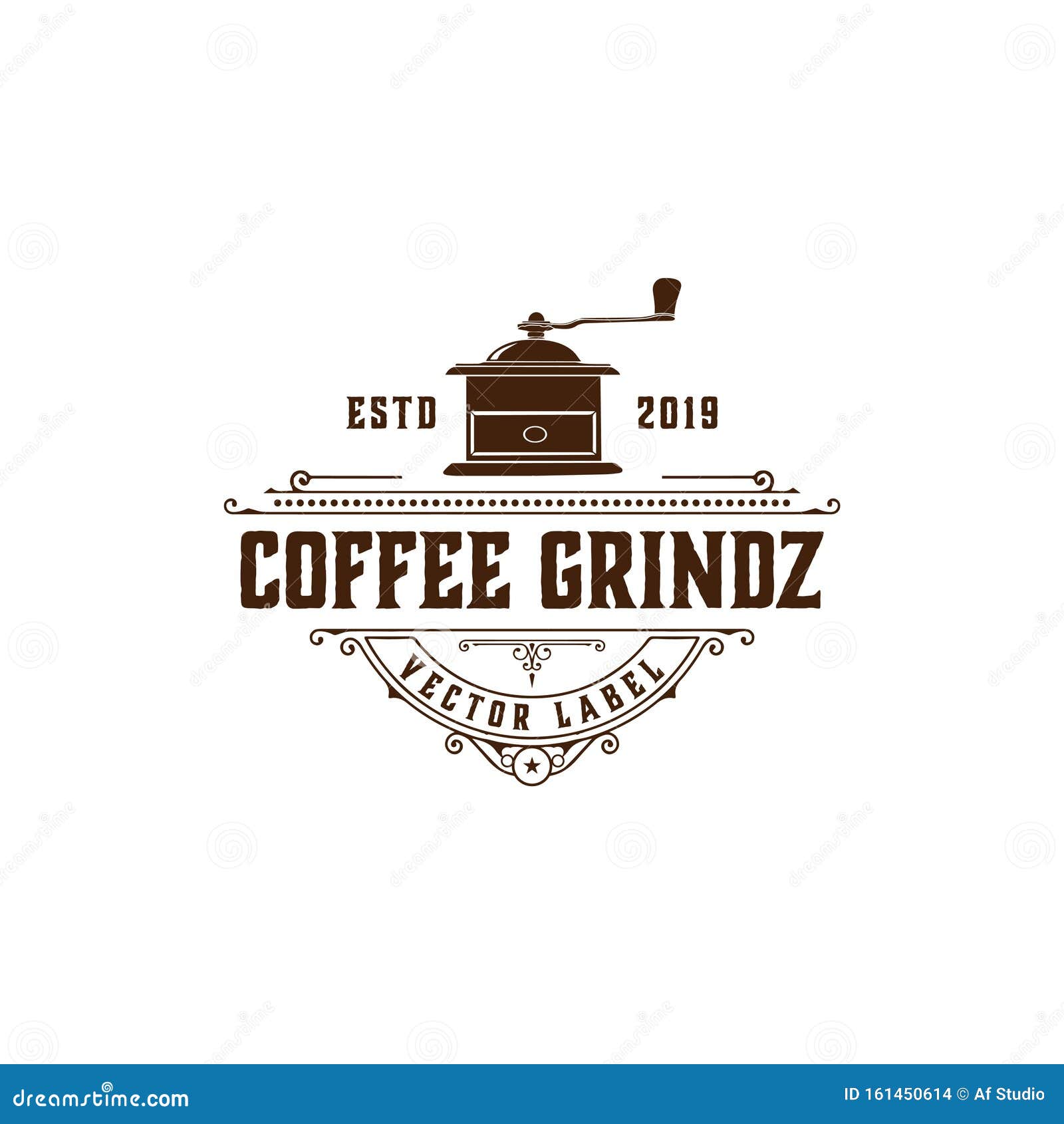 COFFEE GRIND LABEL WITH ORNAMENT LABEL/ Logo Design Vector Illustration ...