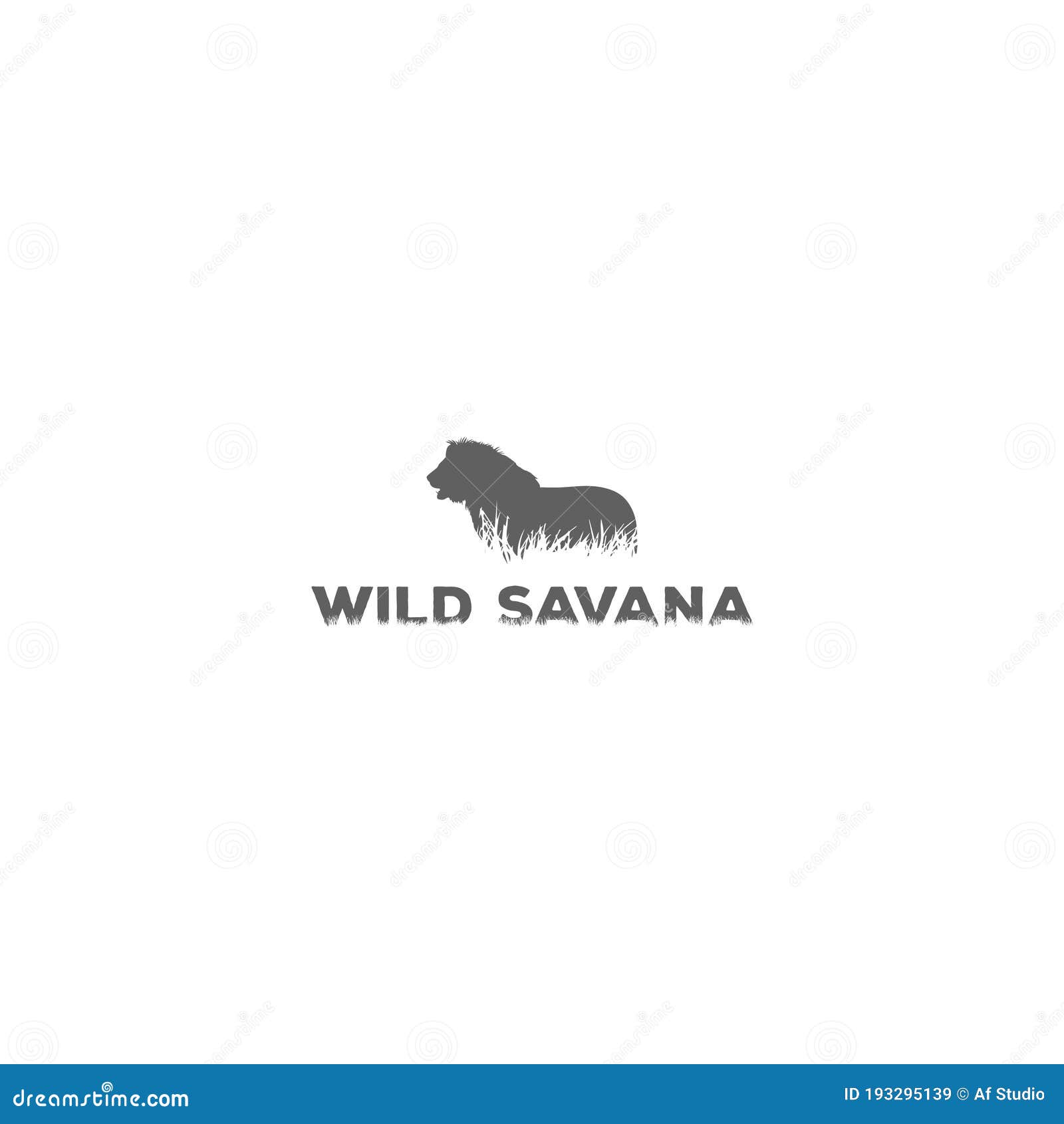 Wild Safari Lion Grass Meadow Savanna Silhouette Logo Design Stock ...