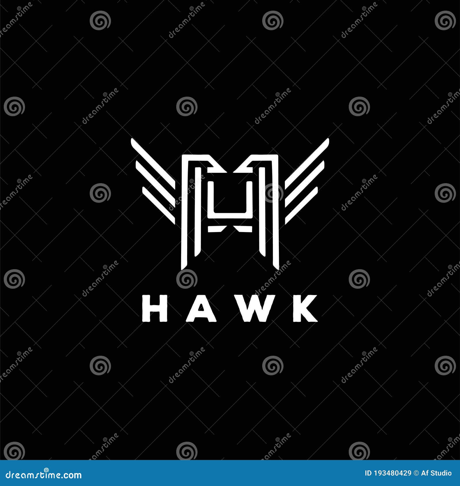 Initial Letter H Bird Falcon Eagle Hawk Monogram Line Outline Style ...