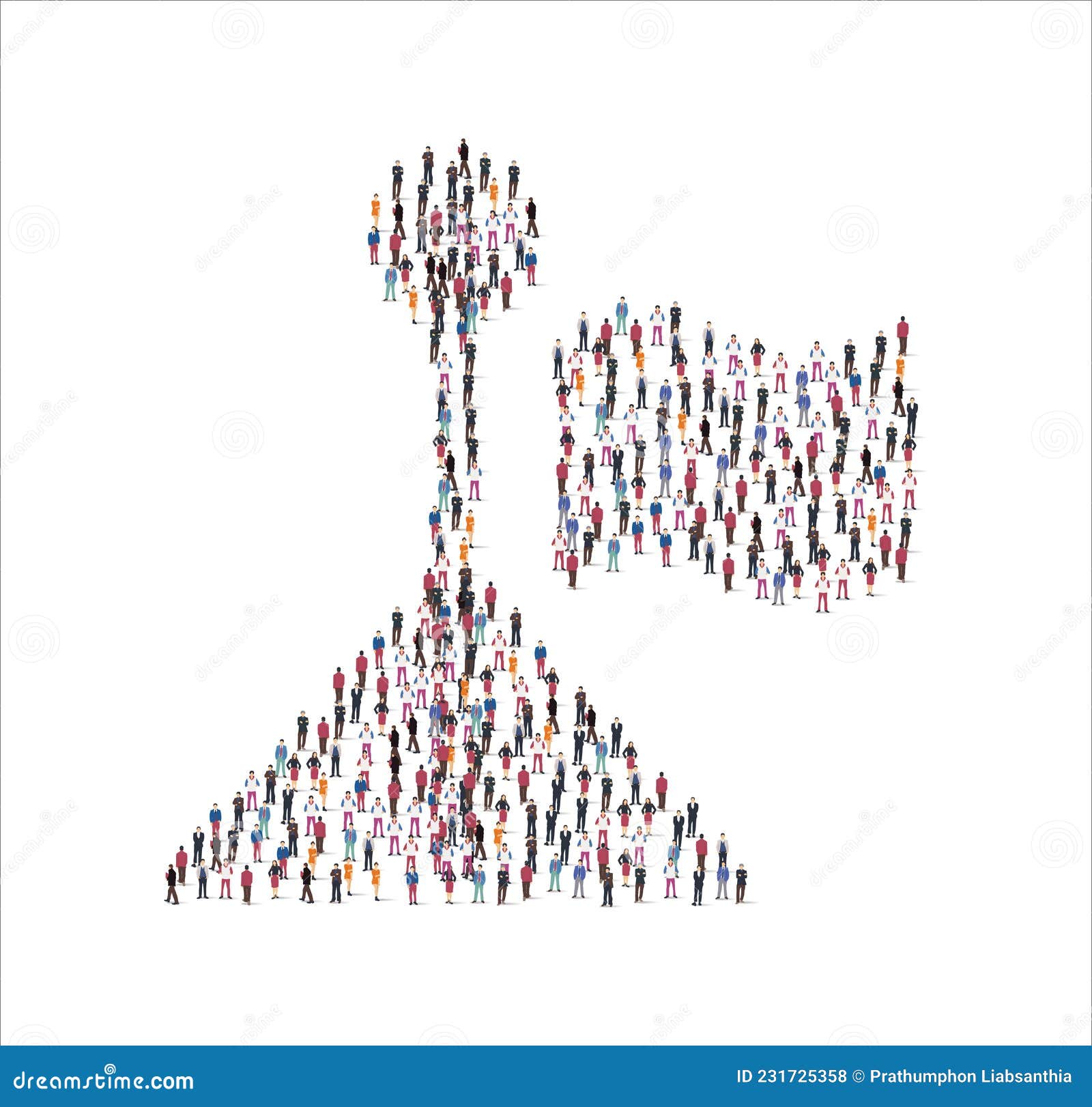 A Destination Flag Symbol Made from a Large Group of People Stock ...