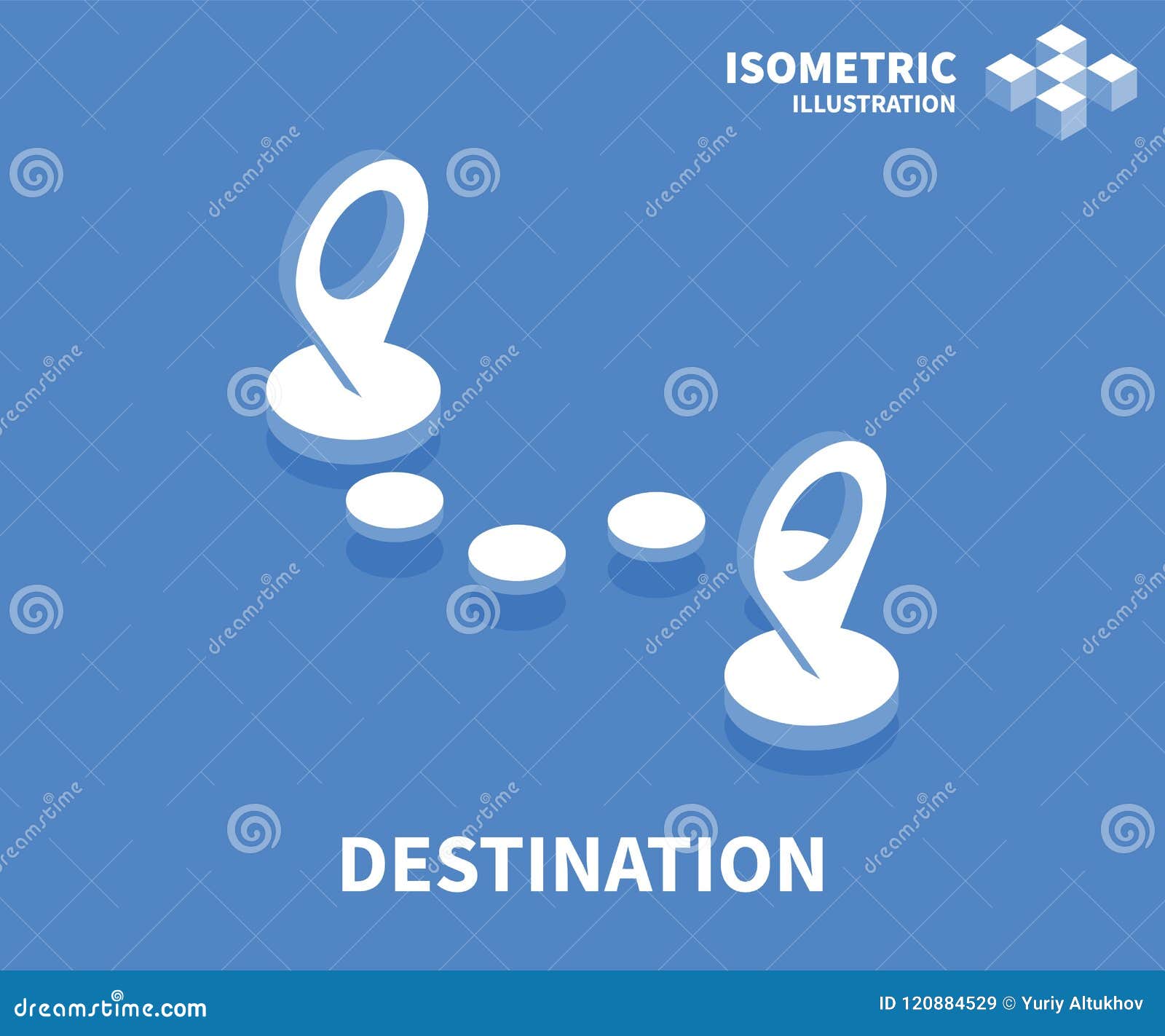 Destination Icon. Isometric Template for Web Design in Flat 3D Style ...